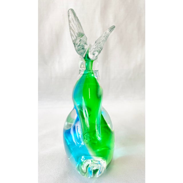 Modern Dual Toned Art Glass Rabbit Figurines - a Pair | Chairish