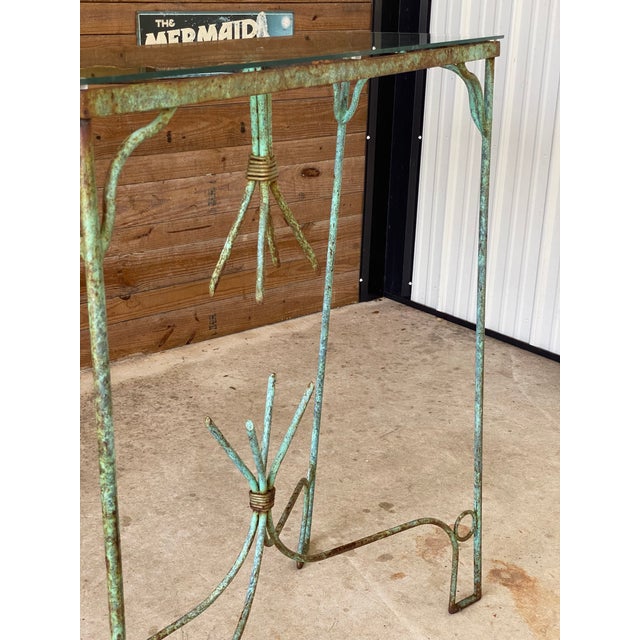 Late 19th Century Architectural Wrought Iron Verdigris Console | Chairish