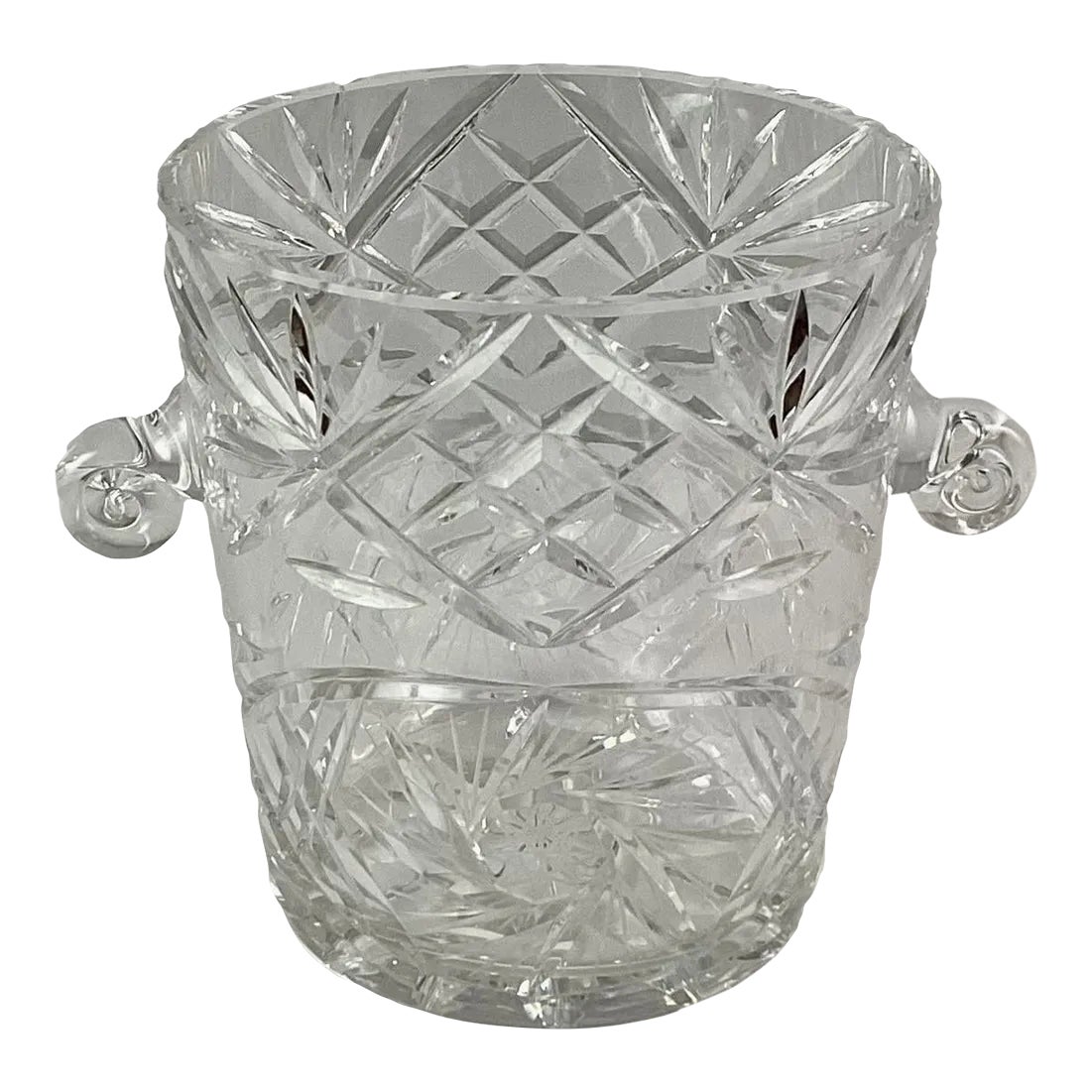 1980s Large Cut Crystal Handled Ice Bucket | Chairish