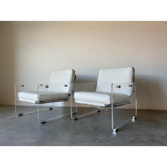 Mid Century Pace " Argenta" Lucite and Chrome Lounge Chairs- a Pair ...
