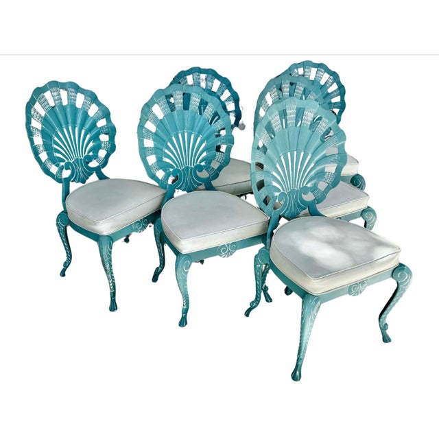 Shell Back Grotto Chairs Set of Six Vintage Brown Jordan Style | Chairish