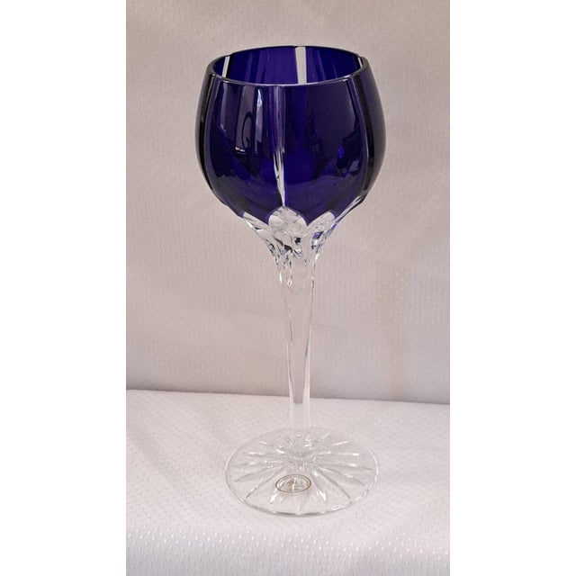Late 20th Century Ajka Castille Cobalt Cut to Clear Crystal PbO Wine ...
