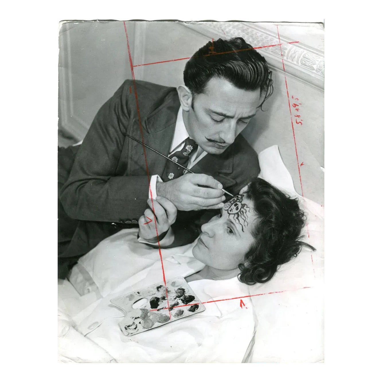 Dali is Painting Medusa's Head on Galas Forehead, 1955 | Chairish
