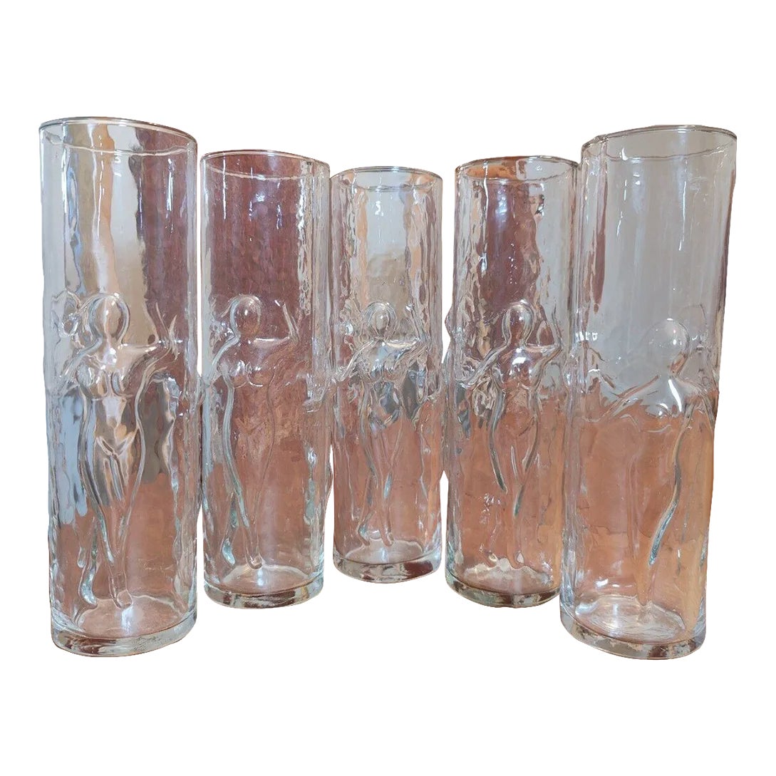 Vintage Libbey Molded Glass "Le Femme" Zombie Cocktail Glasses - Set of ...