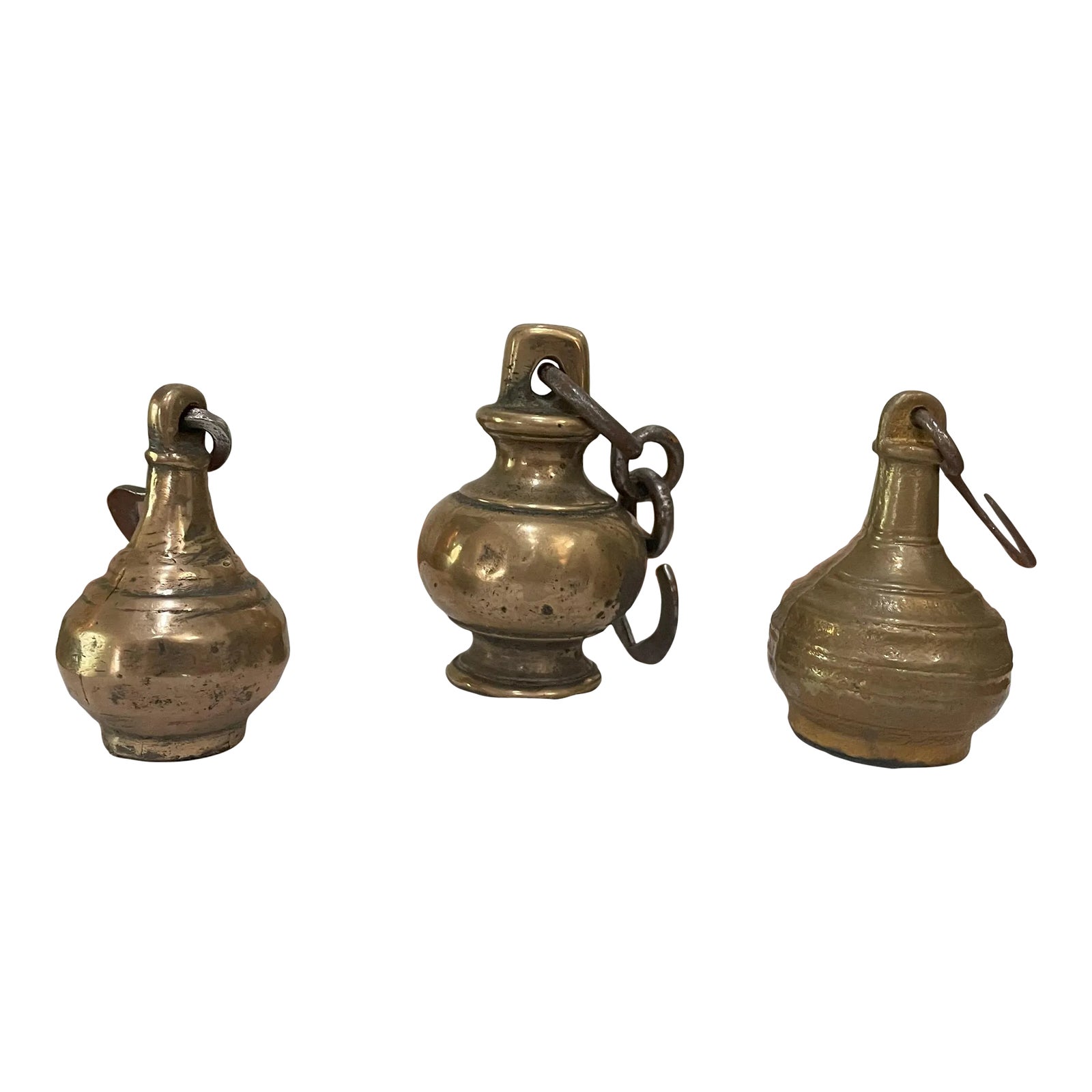 Set of 3 Antique Greek Brass Weights | Chairish