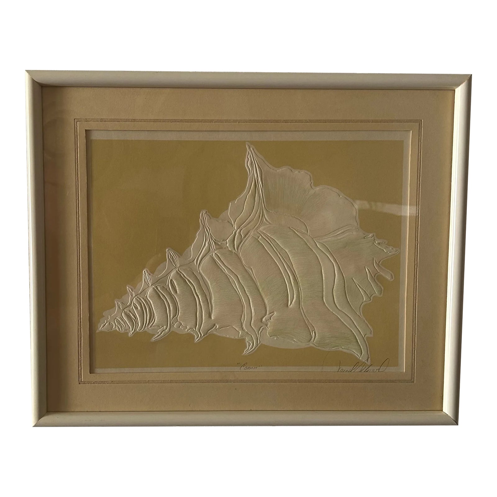 1982 Seaside Chic Embossed Serigraph "Conch" by David Allgood, Framed ...