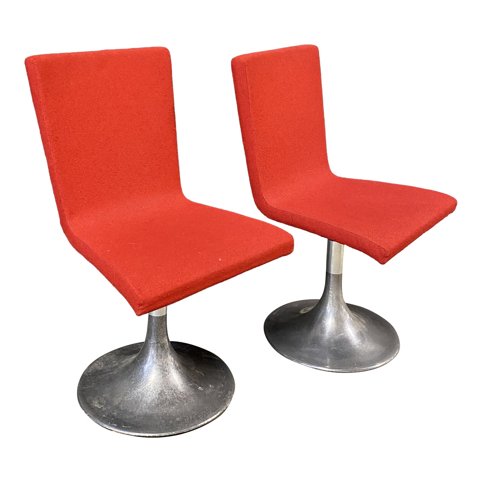 Italian 1970’s Calligaris Red Tulip Base Dining Chairs - a Pair | Chairish