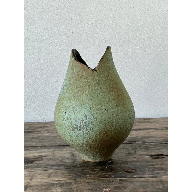 Vintage Original Textured Studio Pottery Vase | Chairish