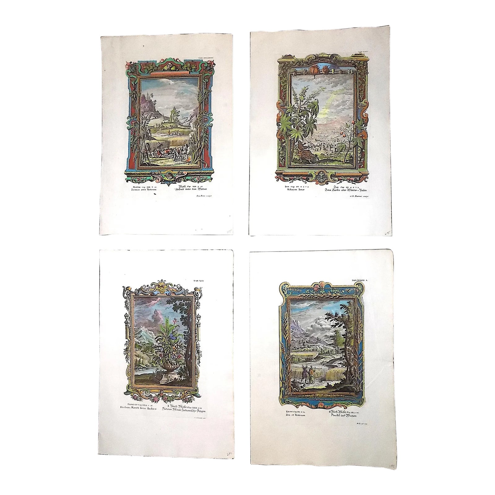 Antique 18th Century (1731) Hand Colored Copperplate Landscape ...