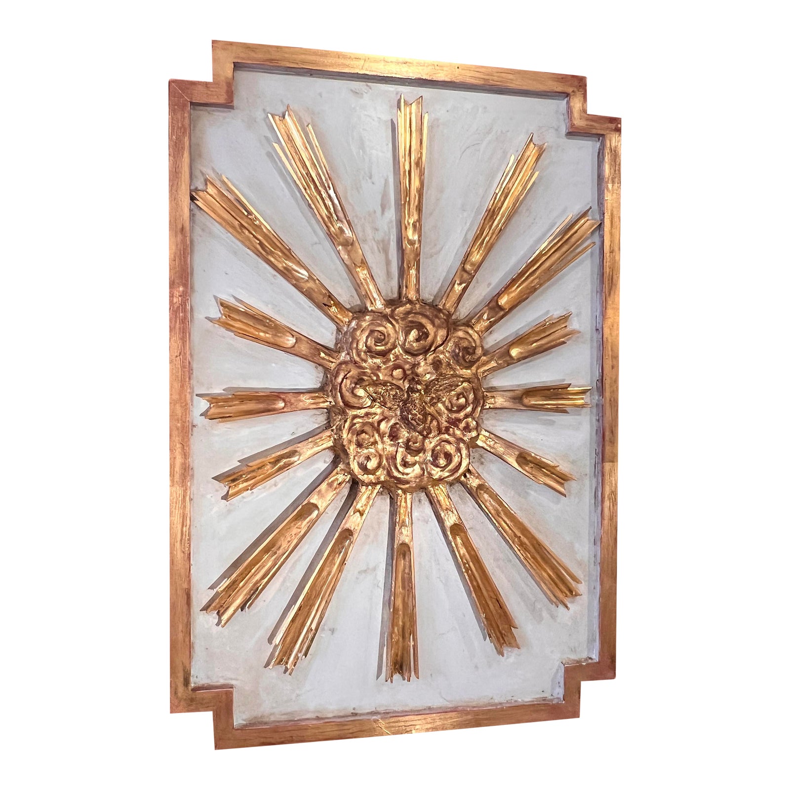 Italian Baroque Style Altar Carved Giltwood and Gesso Sunburst Framed ...