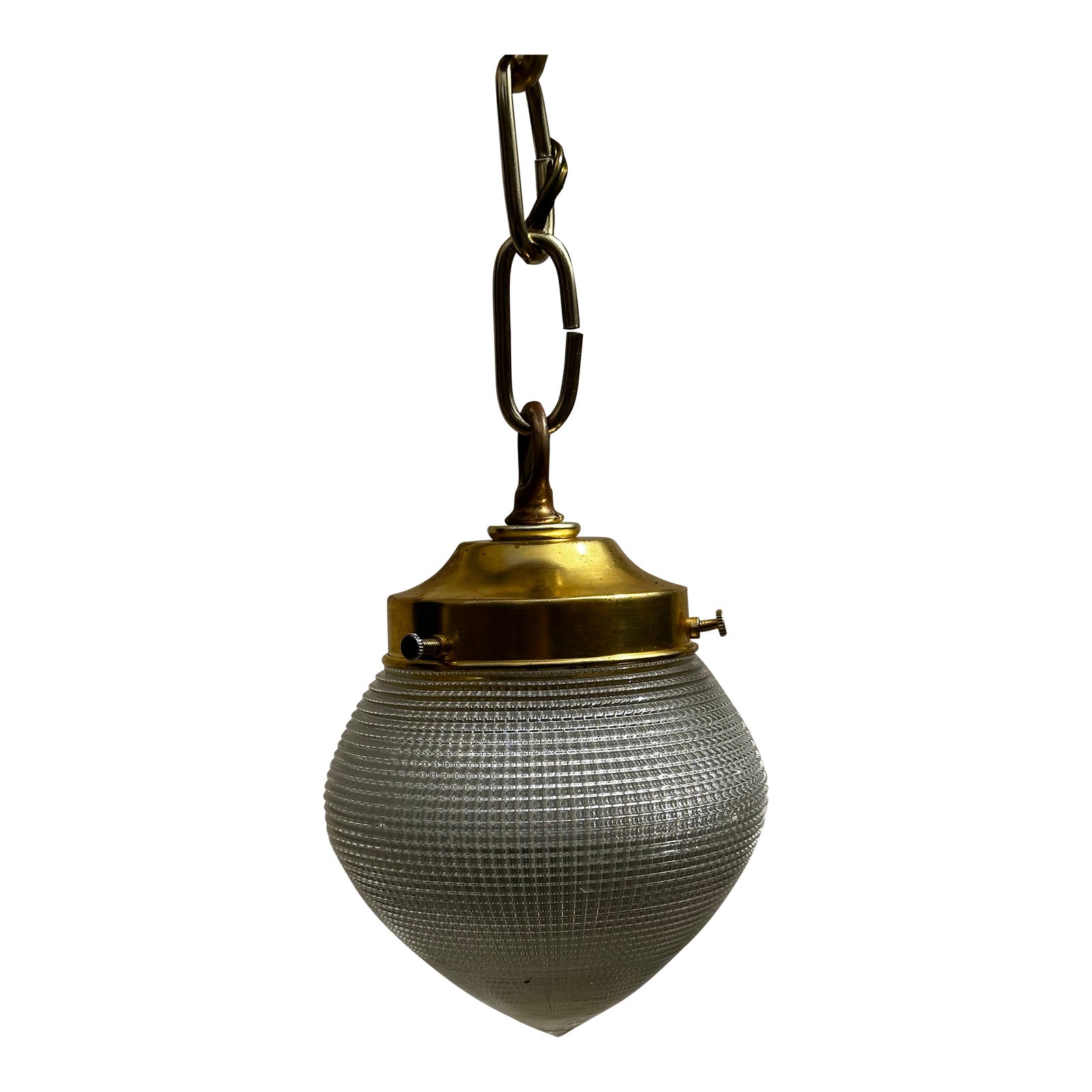 Vintage Holophane Medical Shade With Brass Hanging Fixture | Chairish