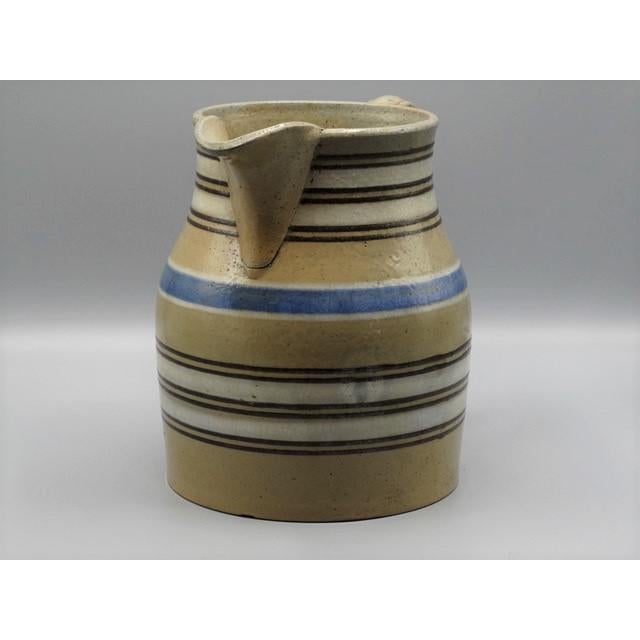 Large Antique English Mocha Ware Jug Pitcher | Chairish