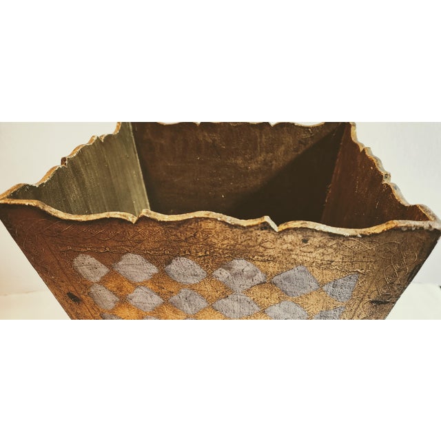 Vintage Italian Forentine Gilt Wastebasket With Map | Chairish