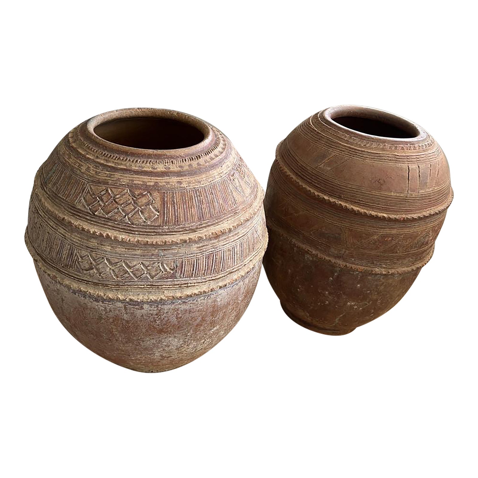 Vintage Nupe Tribe Water Pots- Set of 2 | Chairish