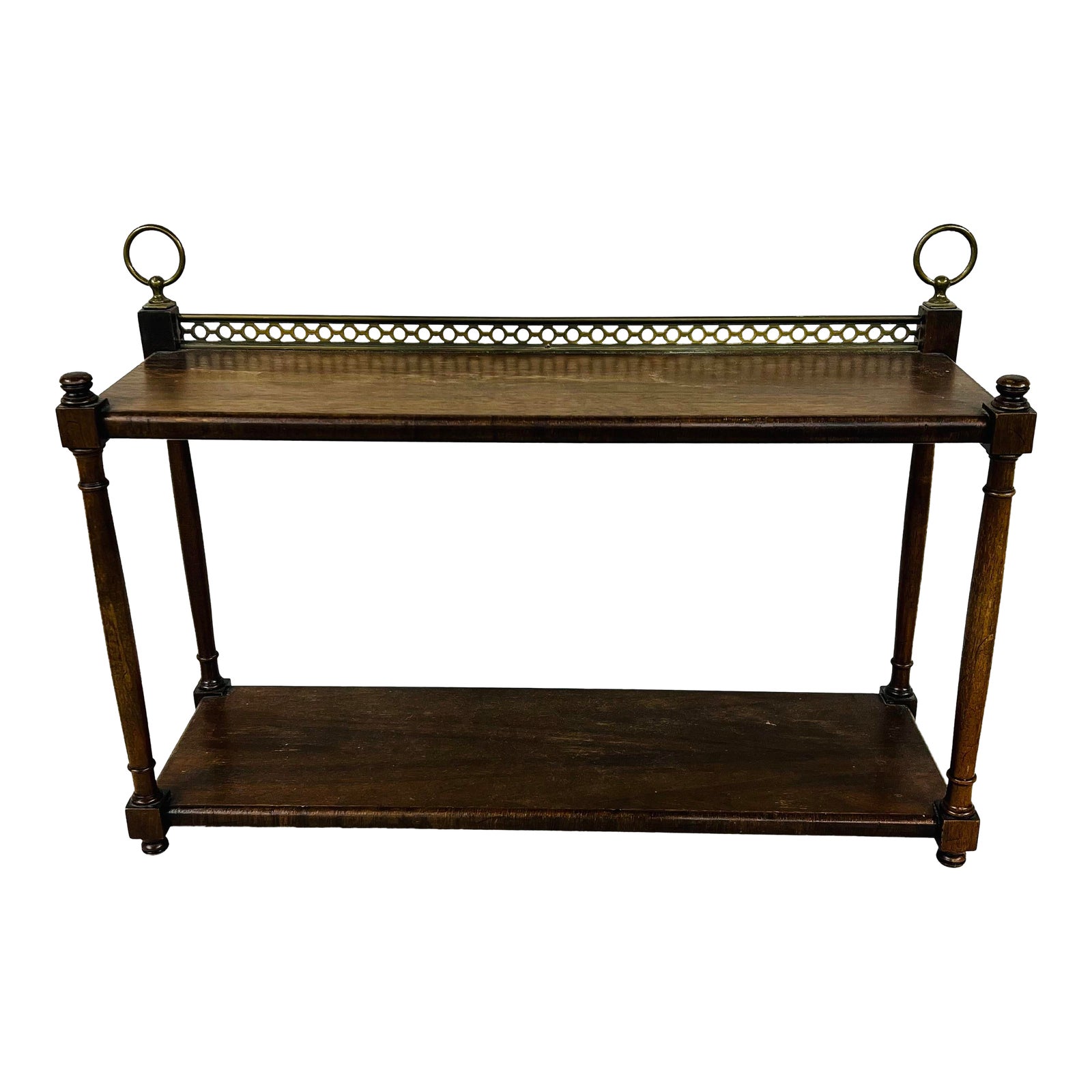 Mid Century Regency Style 2 Tier Mahogany Wall / Tabletop Shelf With ...