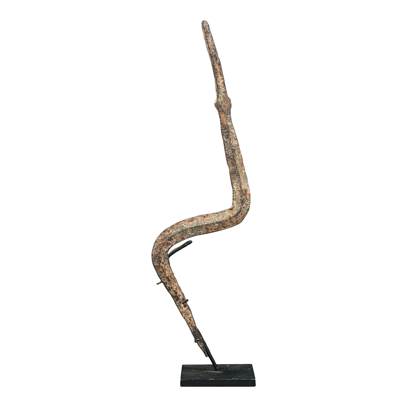 Antique African Lobi Folk Art Iron Snake on Custom Stand | Chairish