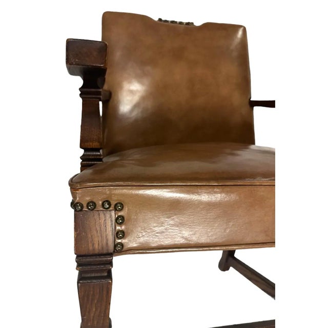 Set of 6 Romweber Viking Oak Leather Upholstered Conference Room or ...