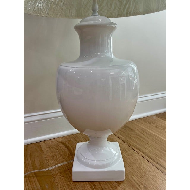 Chelsea House Transitional White Ceramic Table Lamp With Green Ikat ...