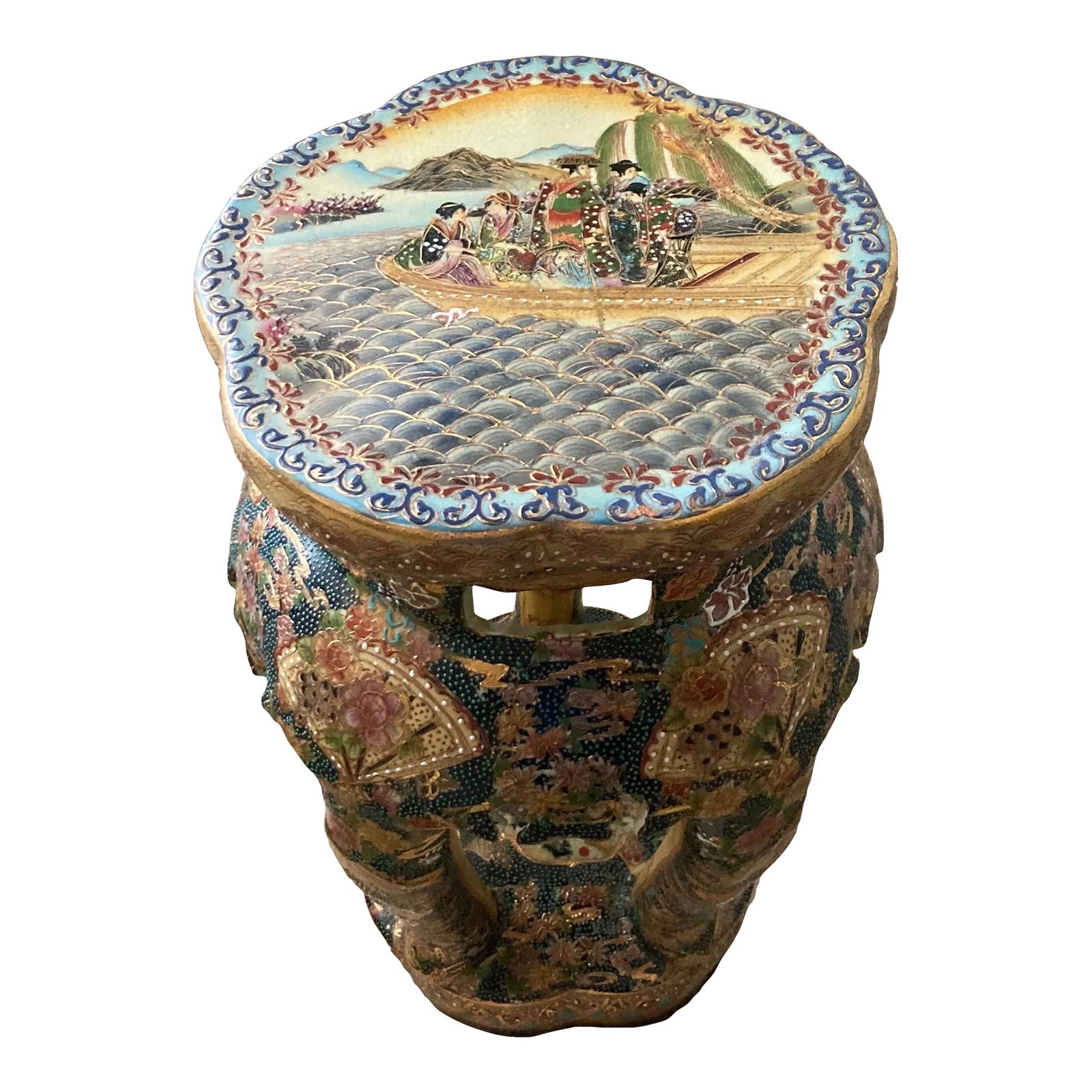 Late 19th Century Japanese Satsuma Hand-Painted Accent Table or Garden ...