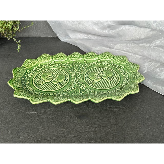 Bordallo Pinheiro Pottery Decorative Rabbit Platter | Chairish