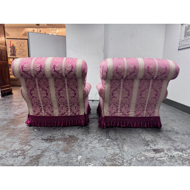 Custom Design Louis XV Style Red & Silk Rolled Back Chairs, a Pair ...
