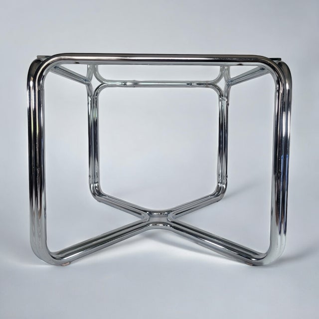 Mid 20th Century Chrome Tube Side Table Glass Top | Chairish