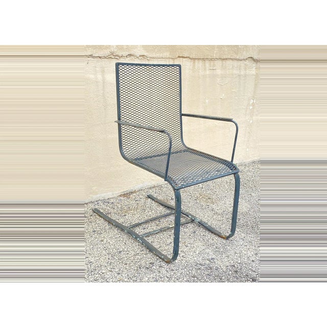 Mid 20th Century Industrial Modern Wrought Iron Mesh Spring Cantilever ...