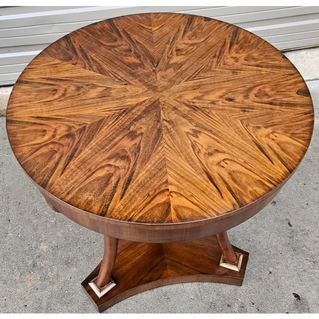 Early 20th Century Round Swan Neck Tripod Accent Table | Chairish