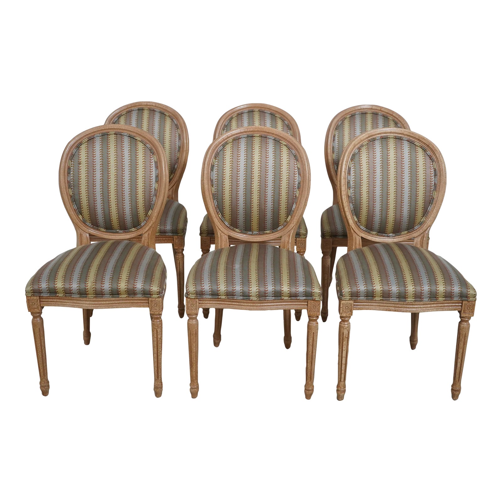 Set of 6 French Louis XVI Medallion Back Dining Room Chairs | Chairish