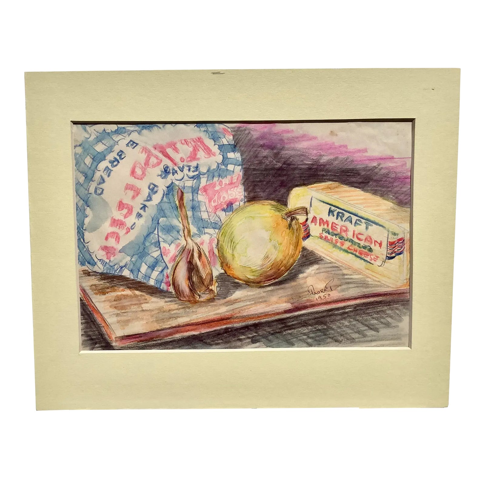 Vintage School Lunch, Watercolor Painting by Faurot, Ca Artist | Chairish