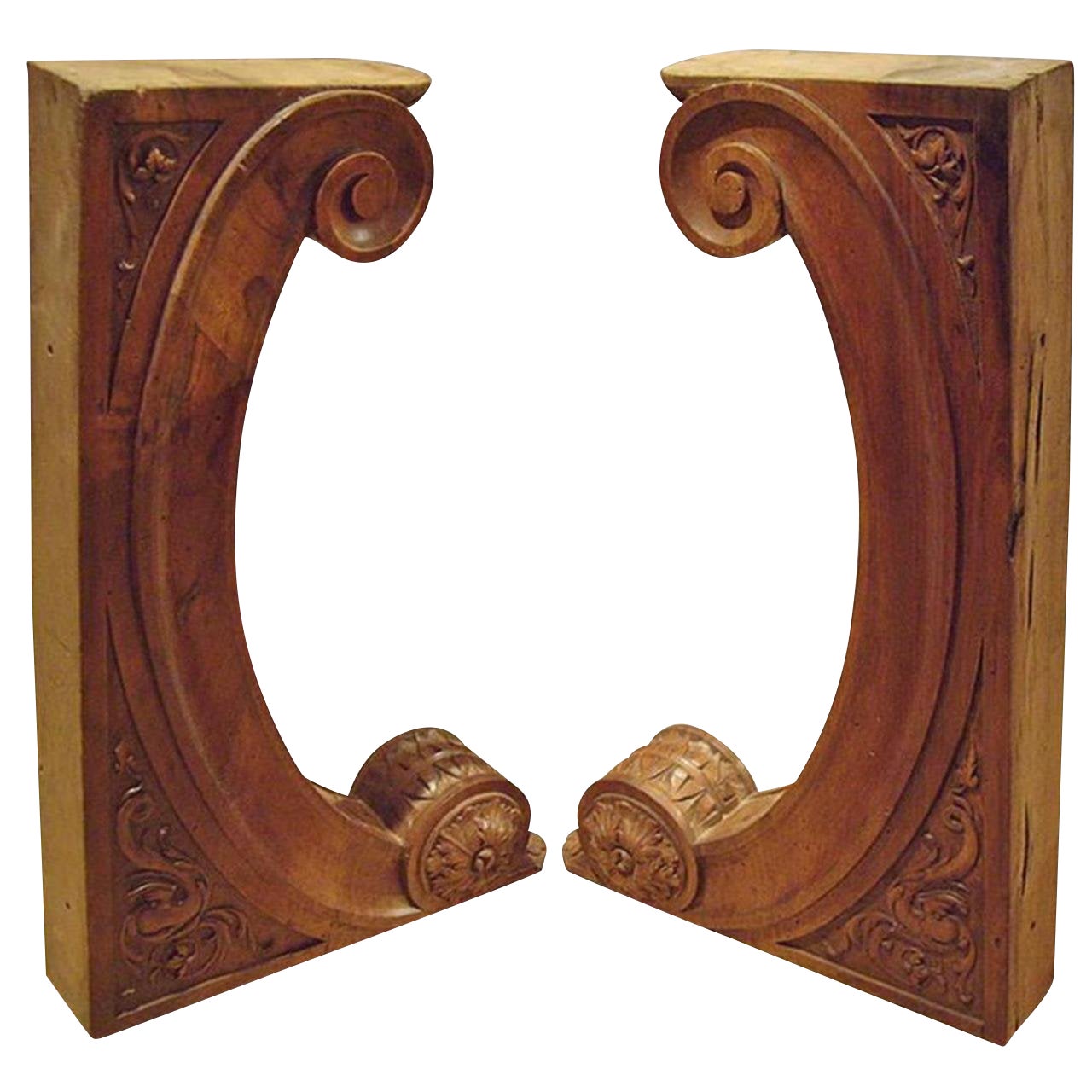 Large 19th Century Italian Walnut Architectural Brackets - a Pair ...