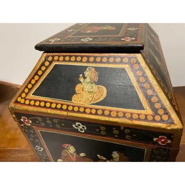 1950s Anglo Indian Decorative Box with Painted Figures of Dancers ...
