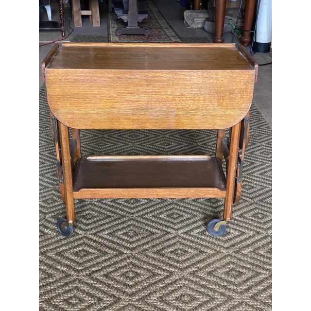 1950’s English Trolley Bar Cart With Leaves & Cake Shelves | Chairish