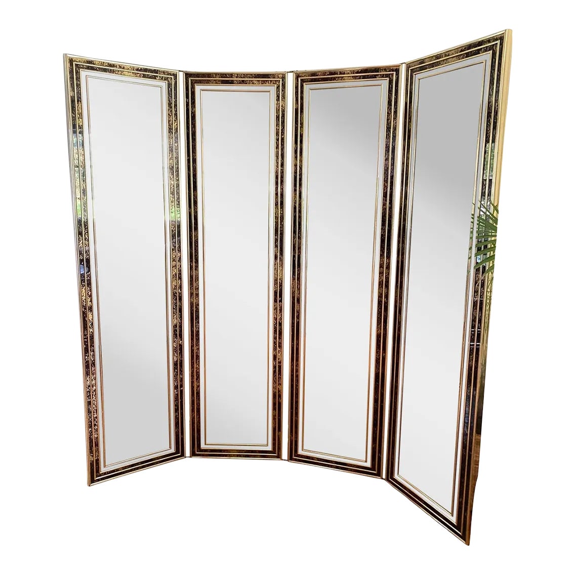 1970s Hollywood Regency Style Adjustable Four Panel Floor Mirror Room ...