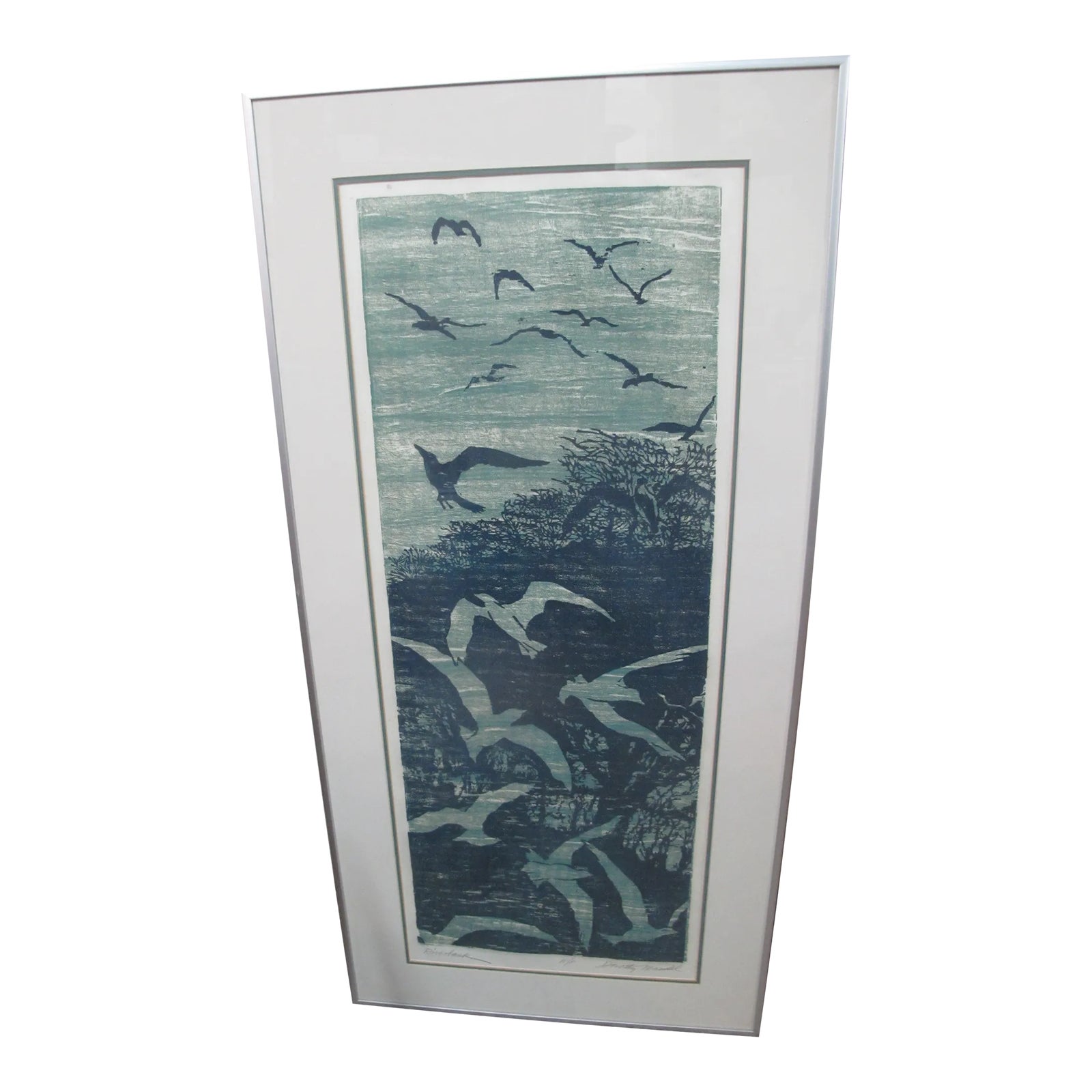 Dorothy Mandel Signed Artist Proof Riverbank Birds Framed Woodblock ...