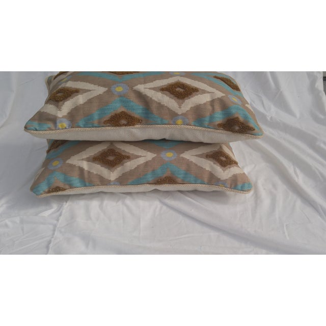 Contemporary Rectangle Pillows With Tribal Design - a Pair | Chairish
