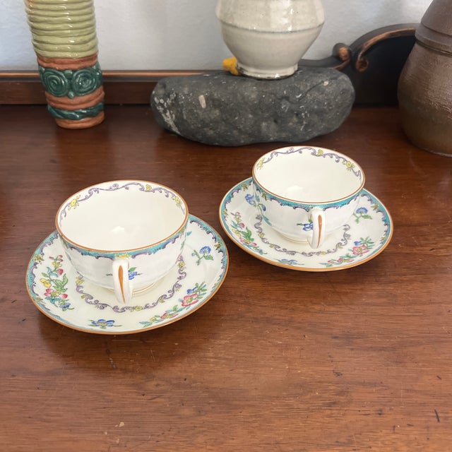 Vintage Minton Tea Cups and Saucer Set- 4 Pieces | Chairish