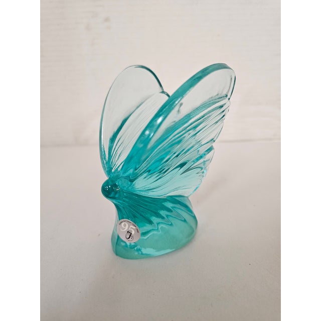 Mid Century Modern Fenton Blue Art Glass Butterfly | Chairish