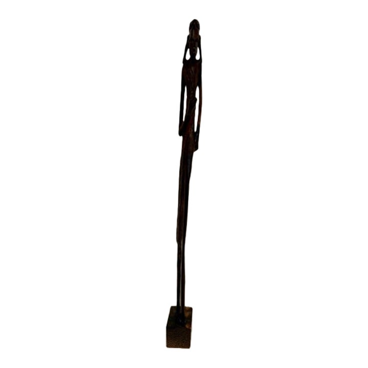 Antique Rare Heavy African Ebony 24" Tall Sculptural Figure of Tribal ...