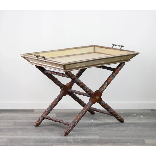 Tray-Top Side Table With Foliate Carved Legs | Chairish