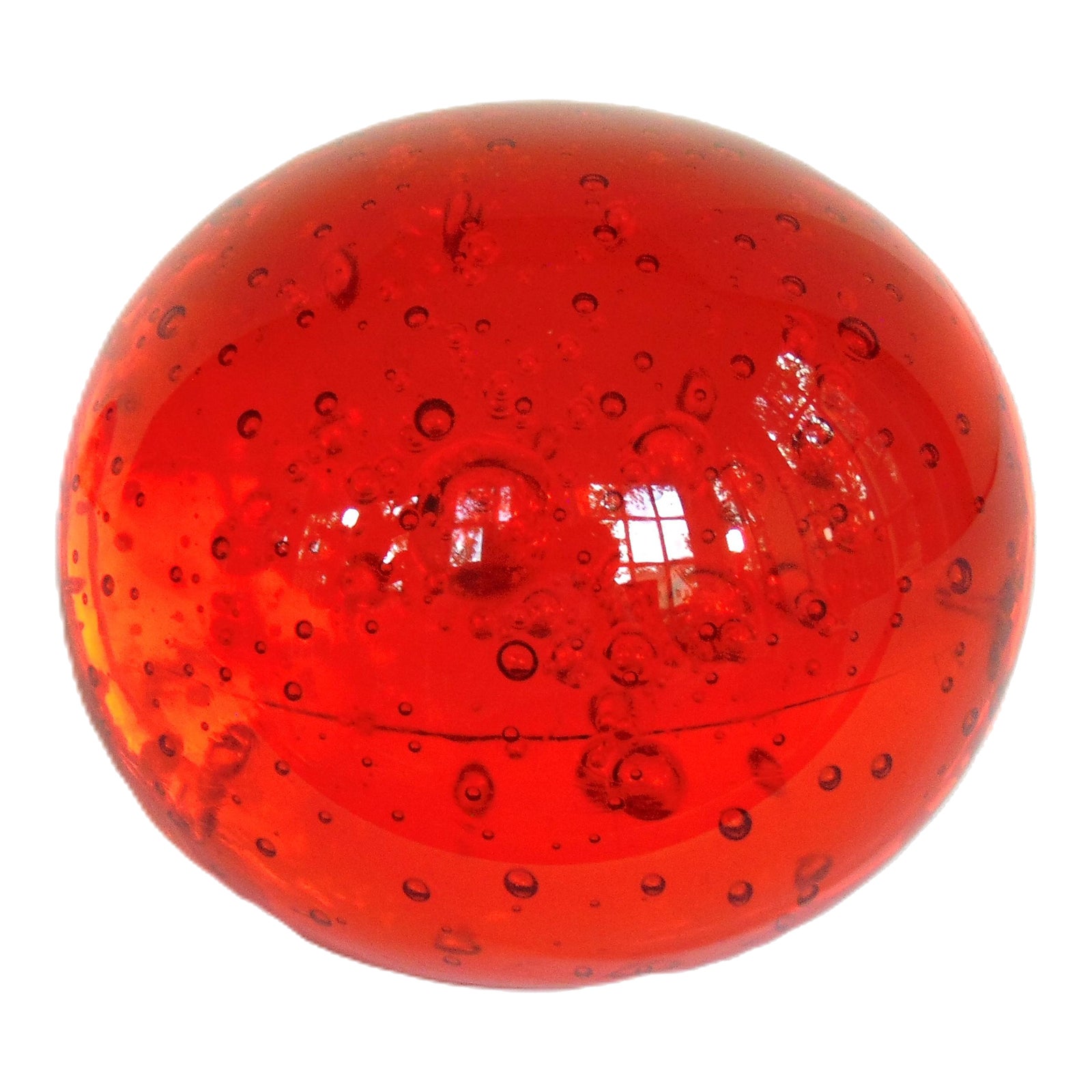 Handblown Red Glass Paperweight 3" | Chairish