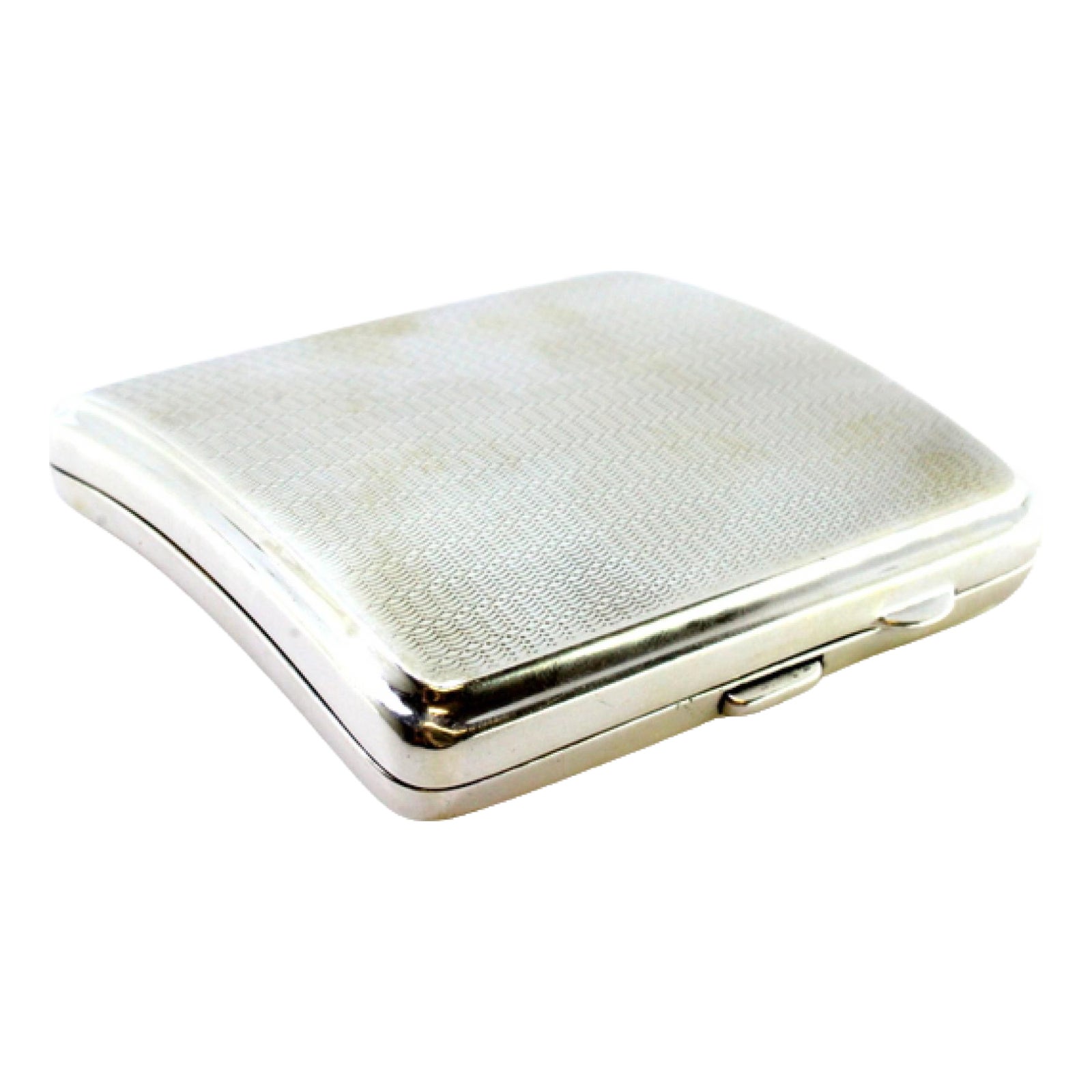 Guilloche Silver Cigarette Case with Curved Hinged Lid and Gold ...