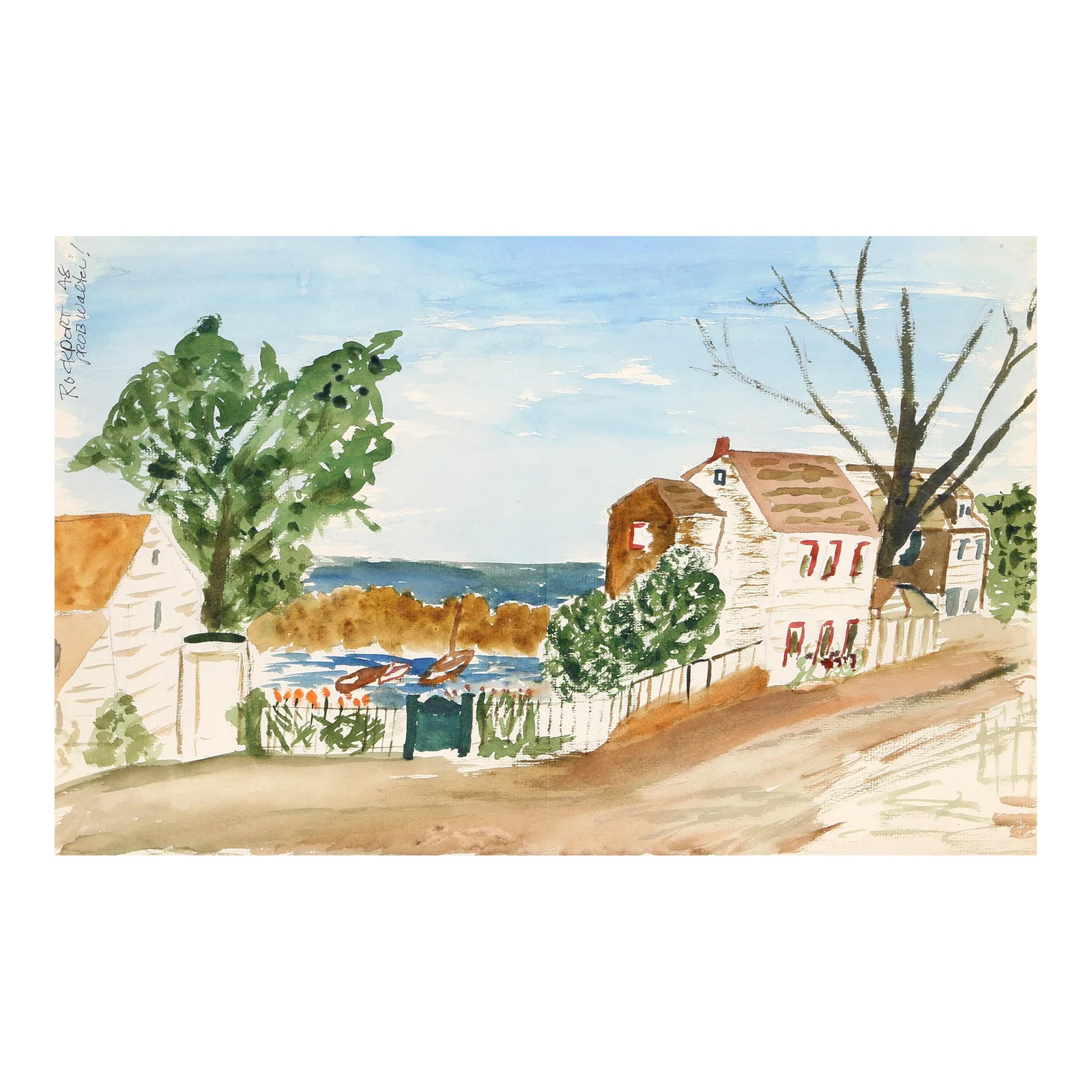 1940s "Rockport P6.38" Watercolor Painting by Eve Nethercott | Chairish