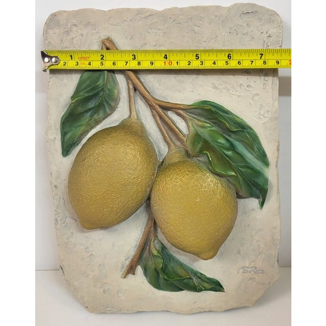 1970s Lemon Plaster Wall Plaque Sculpture, Signed | Chairish