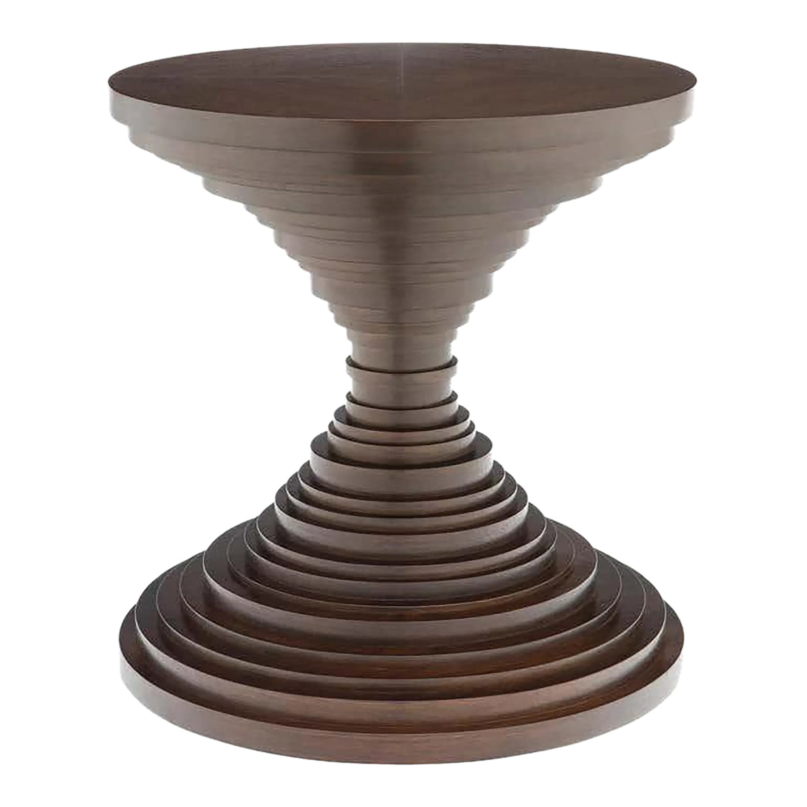 Walnut Stacked Disc Side Table | Chairish
