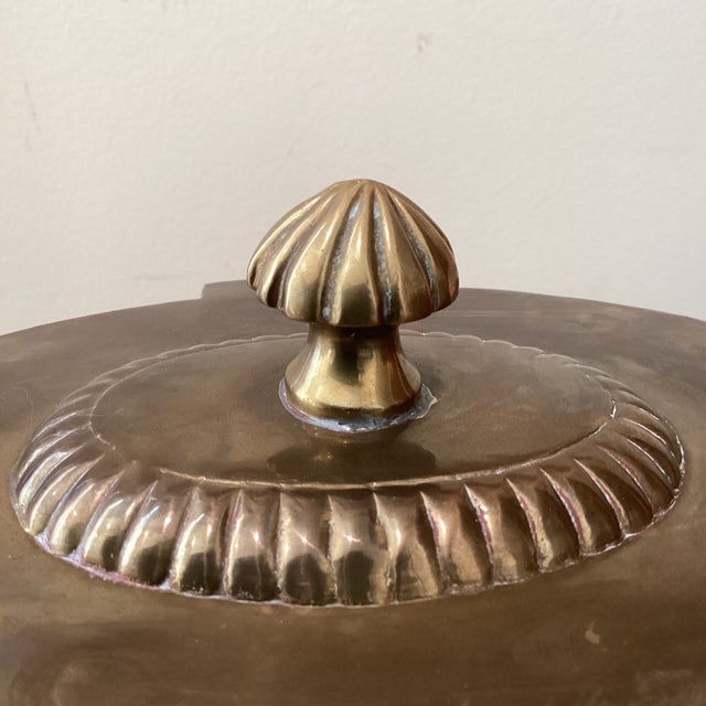 Mid 20th Century Vintage Brass Biscuit Tin With Lid and Handles | Chairish