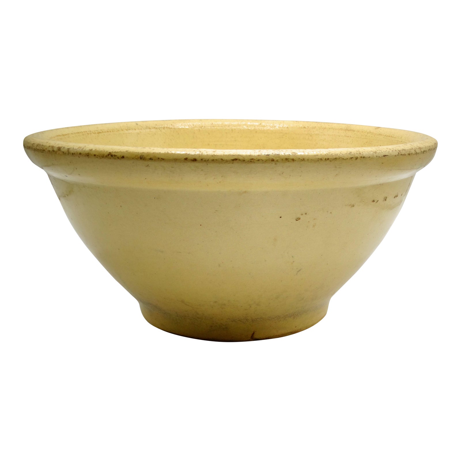 Large Americana Antique Yellow Ware Bowl, 12.5" Diameter | Chairish
