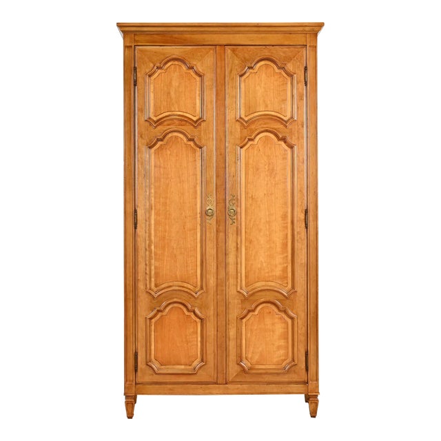 Baker Furniture French Regency Louis XVI Carved Cherry Wood Armoire Dresser 1960s Casegoods Storage