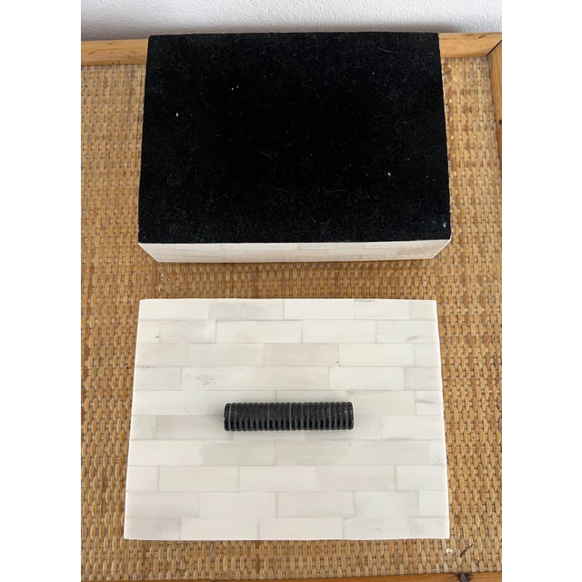 Cream Color Bone Inlay Lidded Box | Chairish