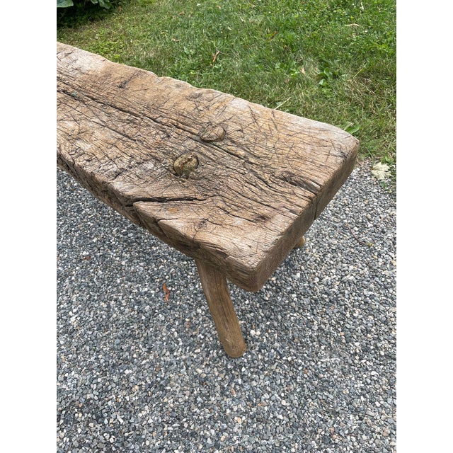 Primitive 3.5" Solid Wood Rustic Bench Table | Chairish